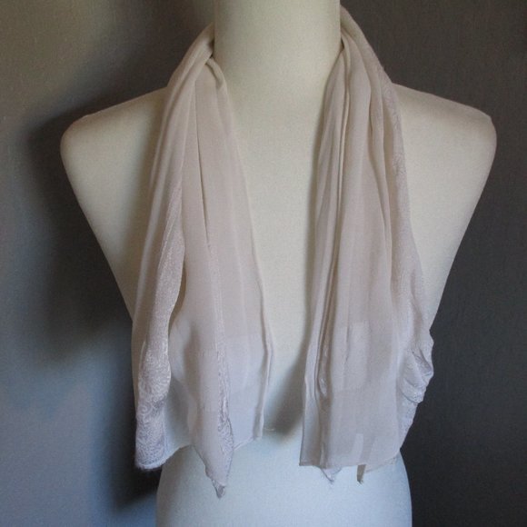 Vintage | Accessories | Petite Cream Silk Scarf | Poshmark